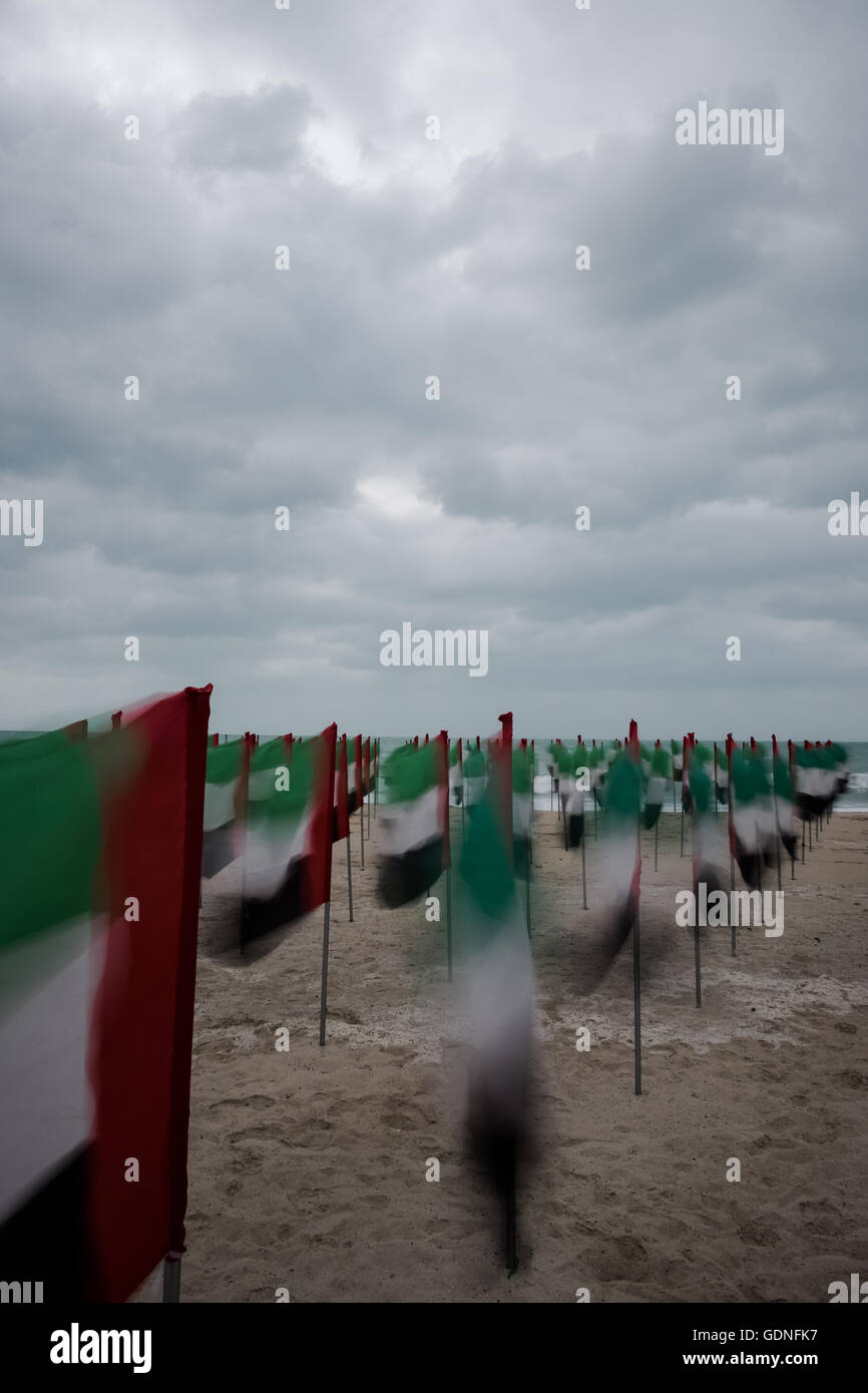 UAE flags on display for National Day on the Jumeirah Beach, Dubai ...