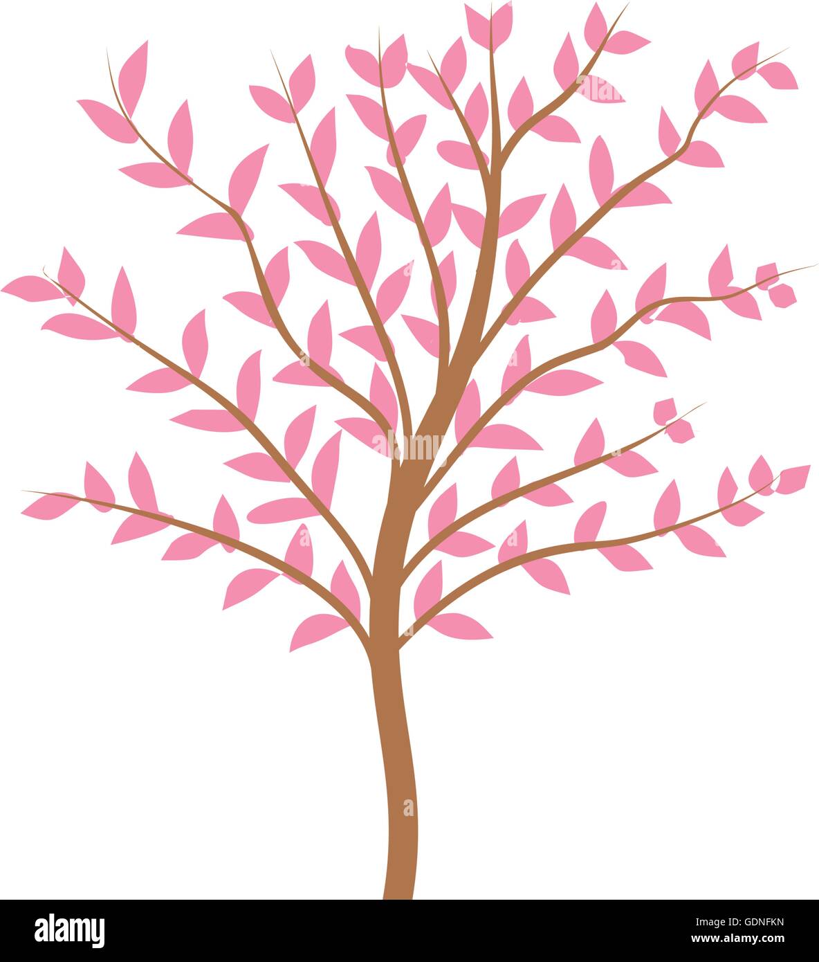 The thin trunk of the tree with leaves vector logo. Forest and park ...