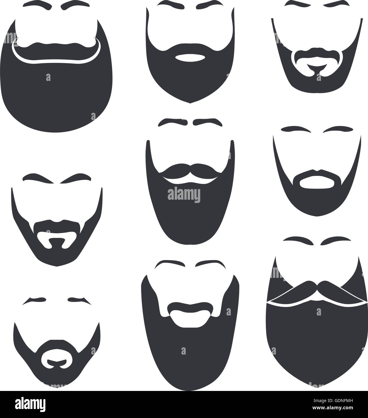 Isolated face with mustache and beard vector logo set. Men barber shop ...