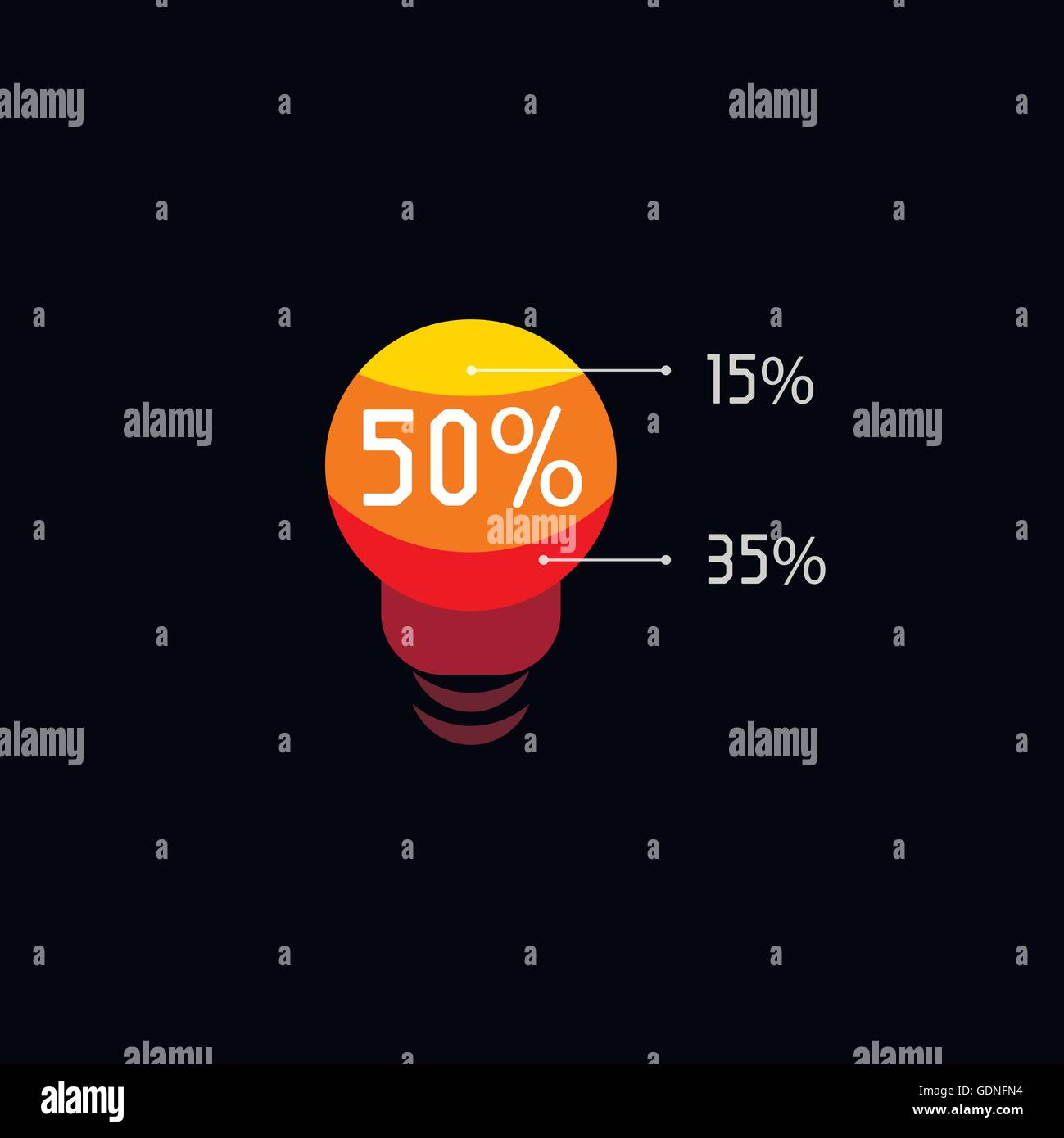 Isolated red and orange light bulb vector logo. Lighting equipment ...