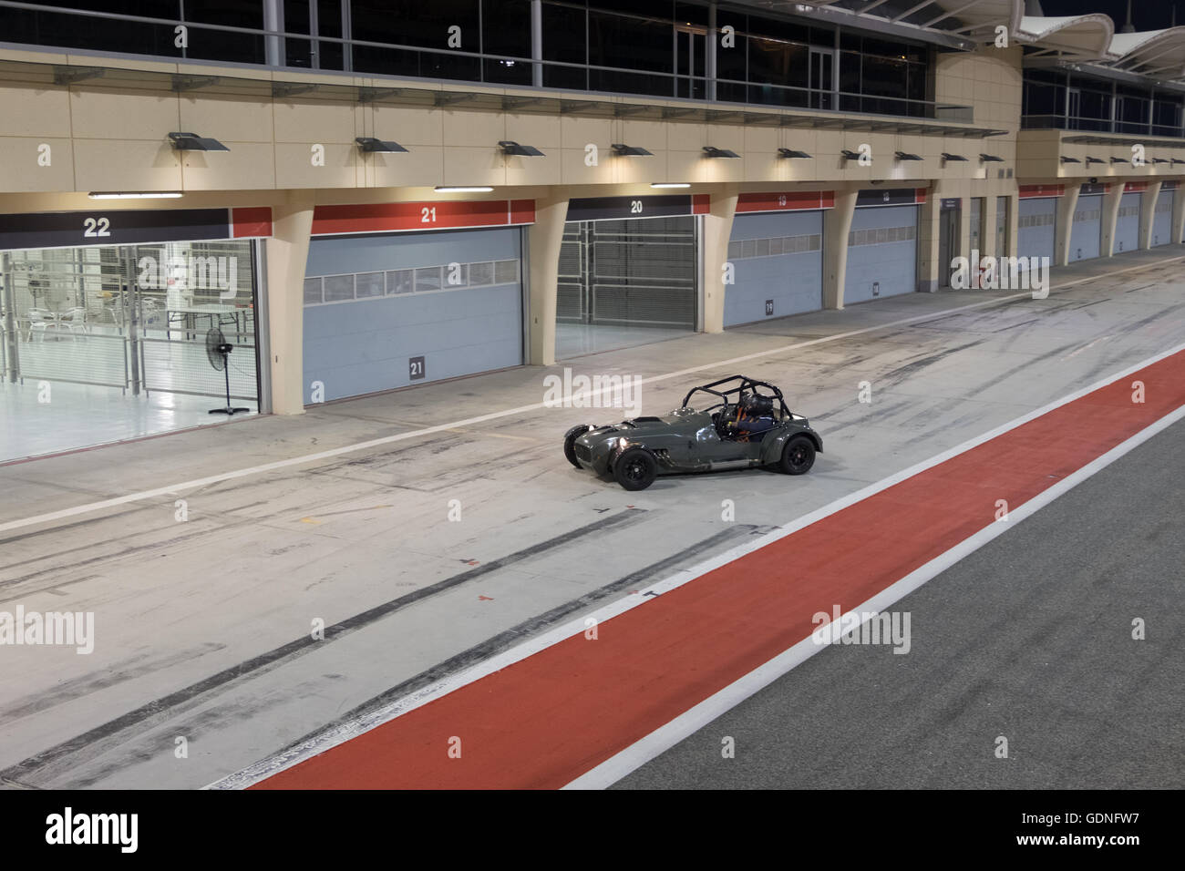 Car pulling in by the pit stop at the Bahrain Race Track Stock Photo ...