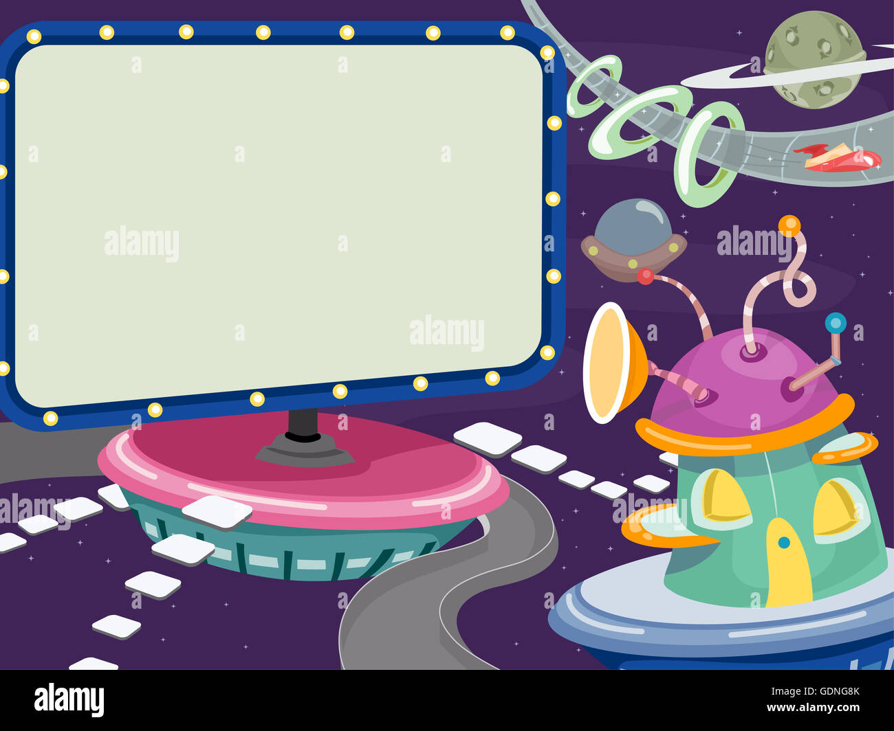 Background Illustration of Billboards Floating in the Middle of the ...