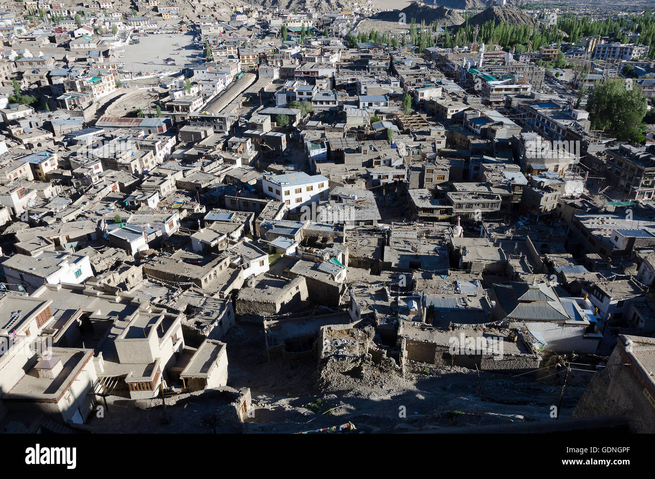 Rooves of old town, Leh, Ladakh, Jammu and Kashmir, India Stock Photo ...