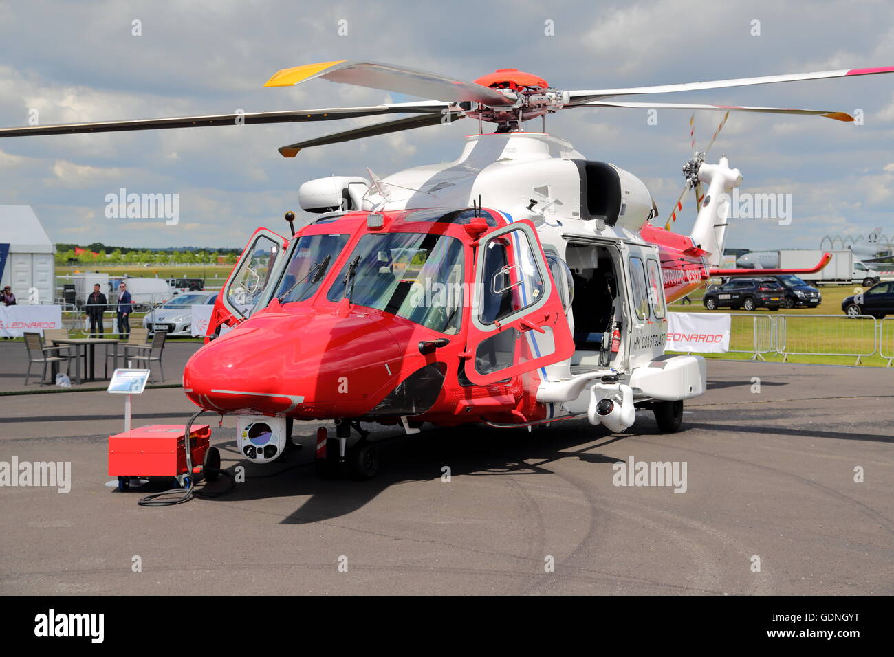Augusta-Westland AW-189 SAR helicopter at the Leonardo stand at the ...