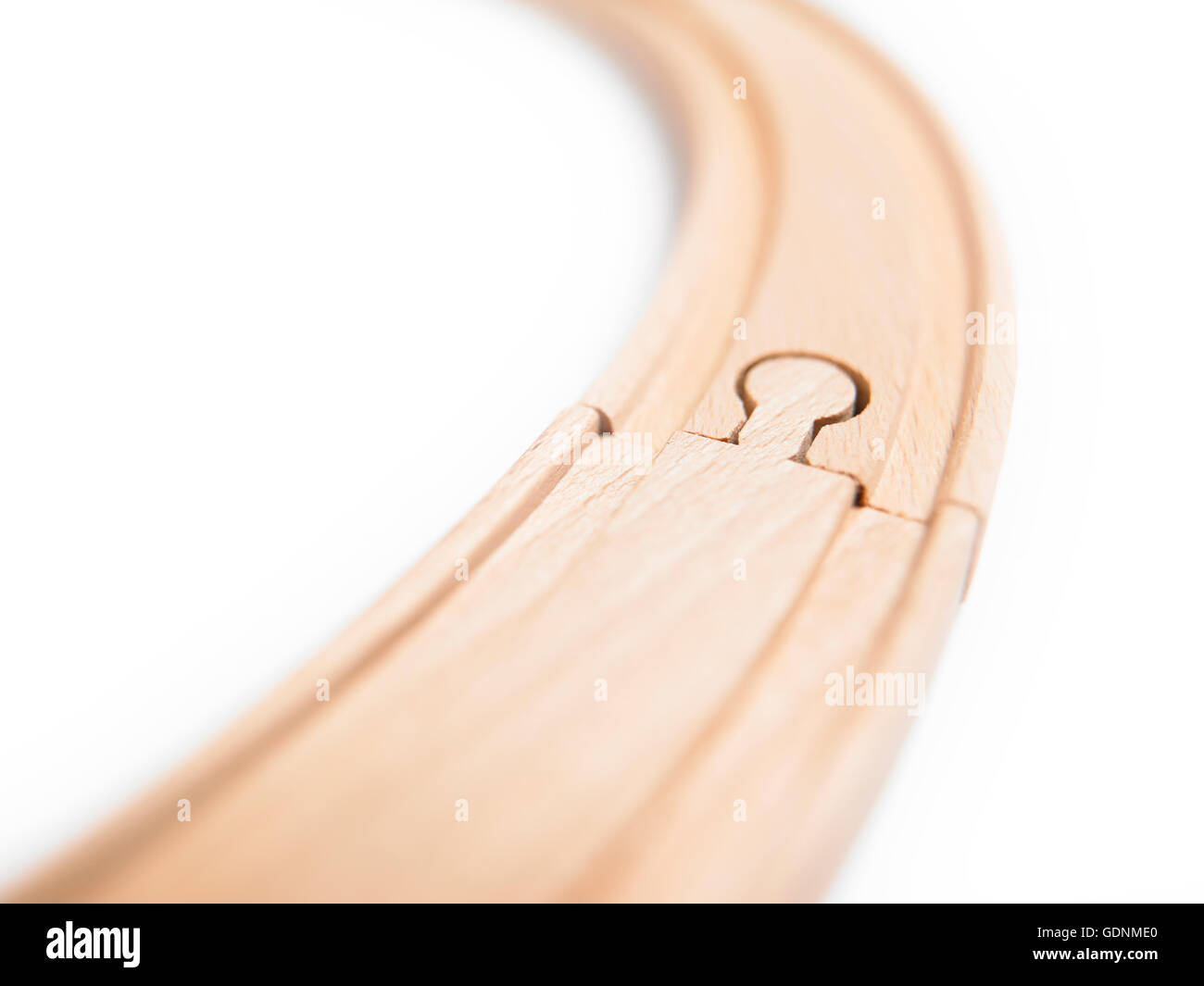 Wooden toy train lines isolated on white. Horizontal Stock Photo - Alamy