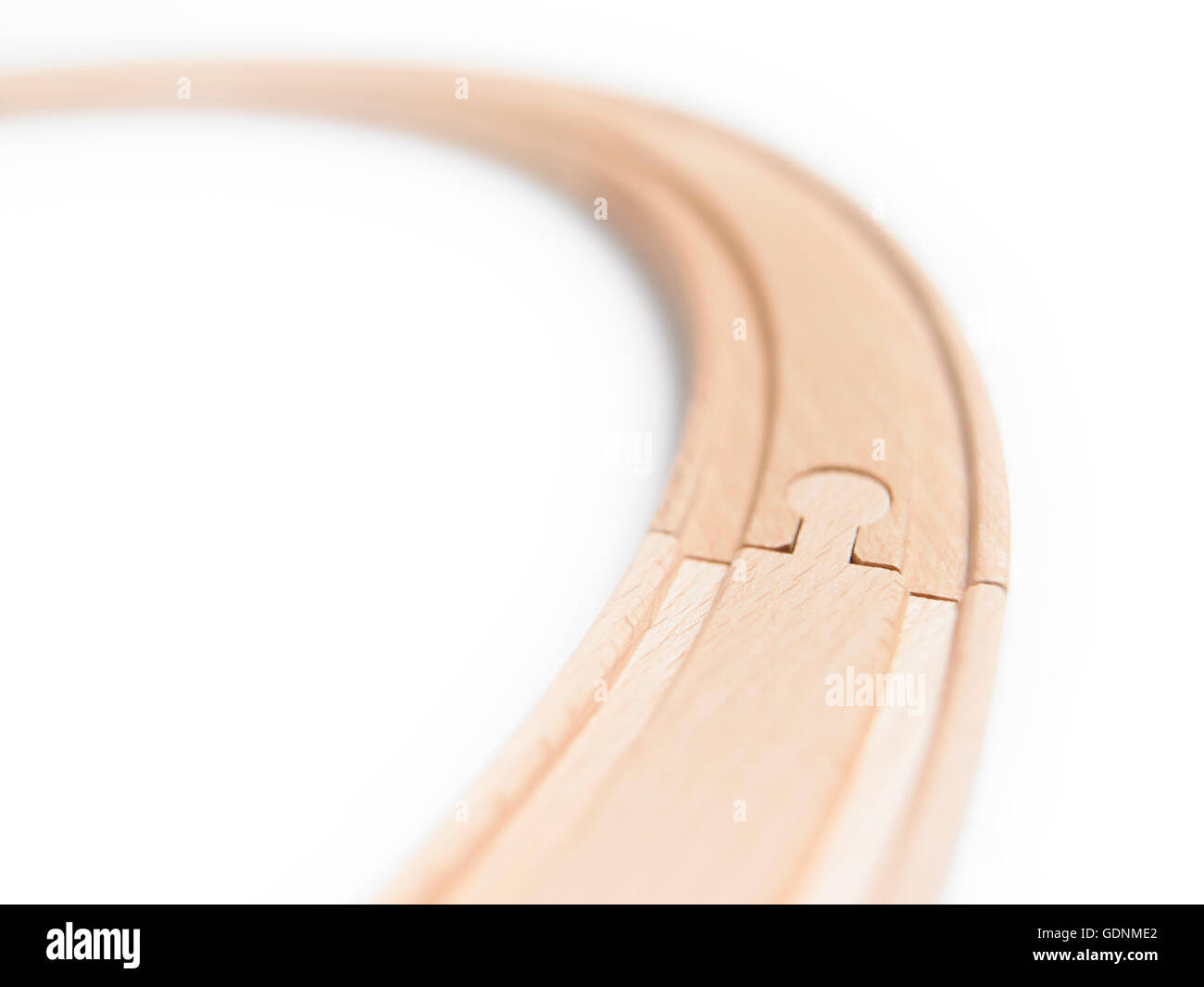 Wooden toy train lines isolated on white. Horizontal Stock Photo - Alamy