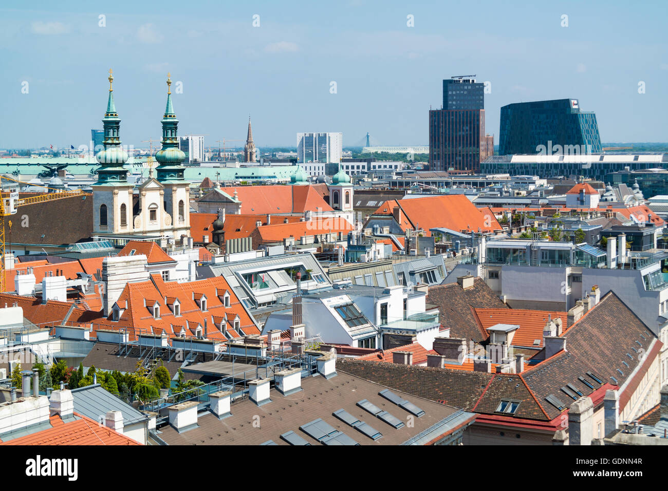 Panorama with Jesuit Church, City Tower and Wien Mitte building from ...