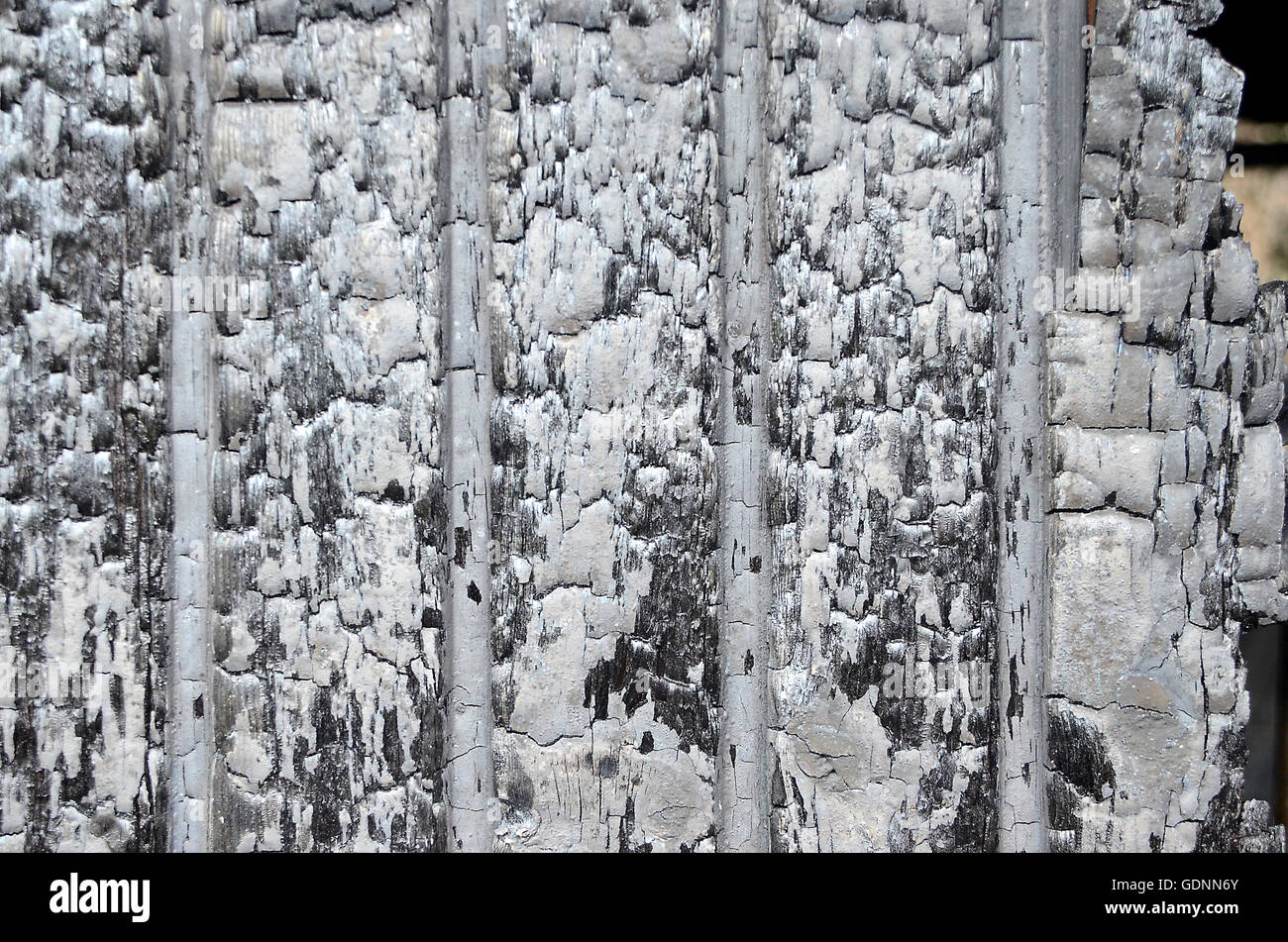 Charred wood wall after a fire Stock Photo - Alamy