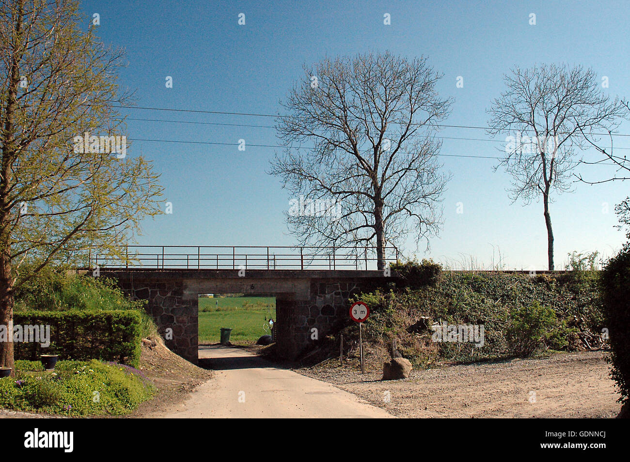 Narrow passage for the road traffic under a railway bridge Stock Photo ...