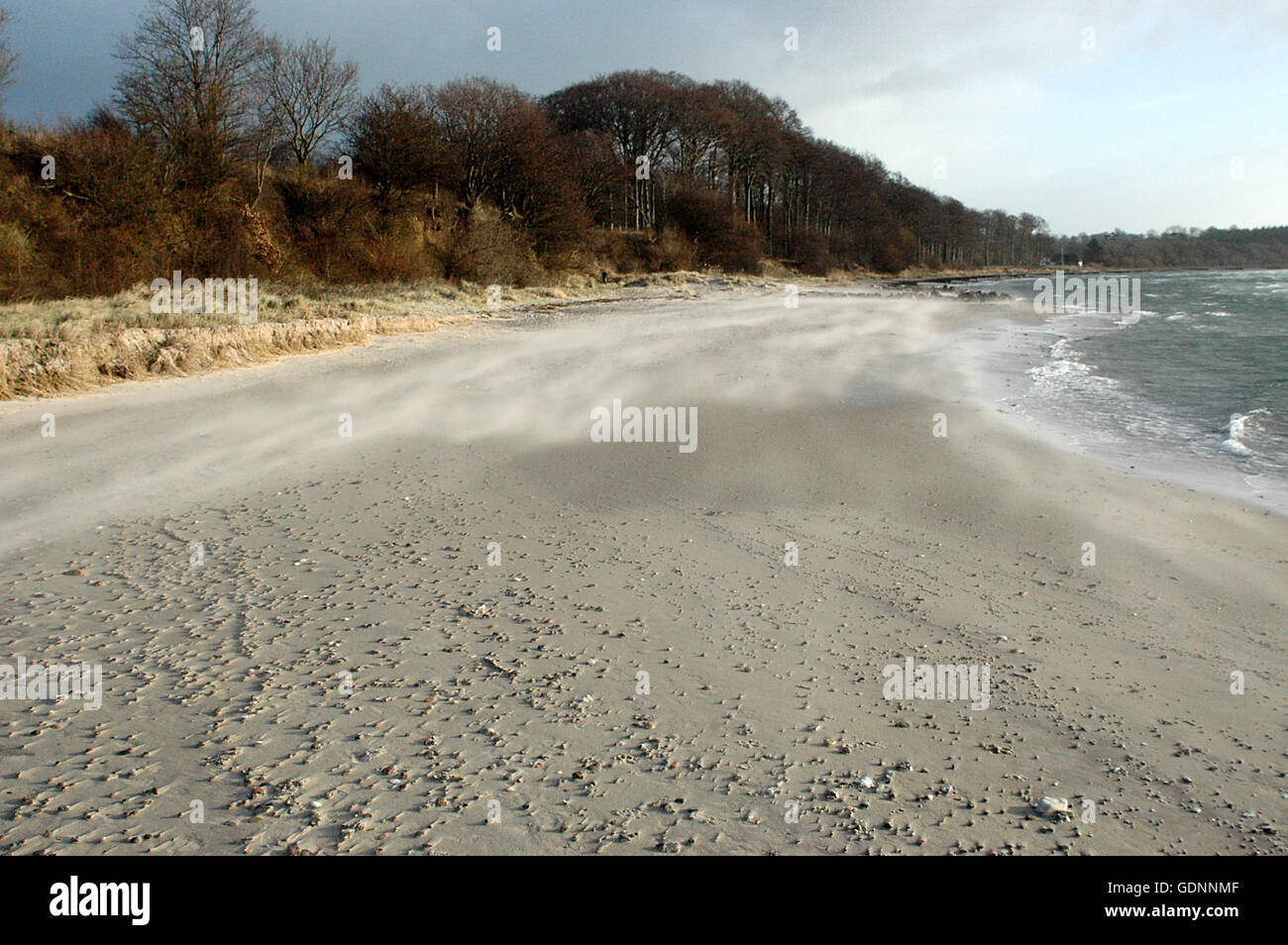 Sand drift at the beach. Strong wind moves the dry sand Stock Photo - Alamy