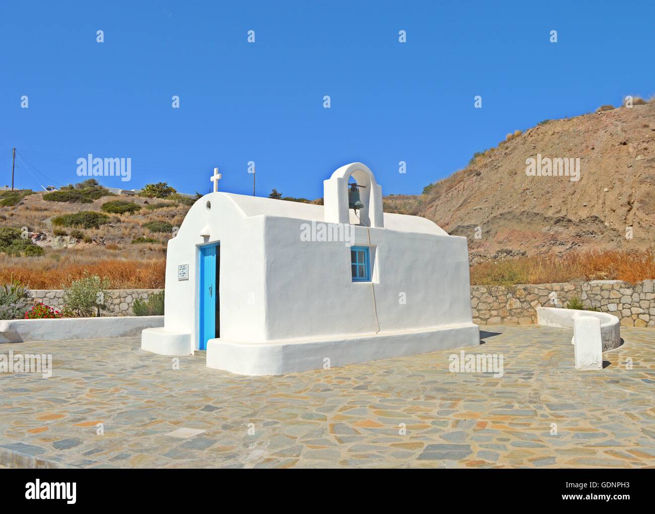 Little church in Milos Island, Greece Stock Photo - Alamy