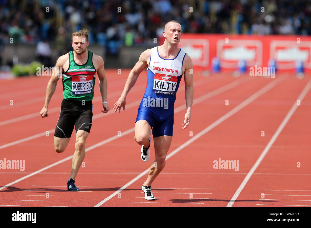 Richard KILTY & Andrew ROBERTSON running in the Men's 100m Semi-Final 3 ...