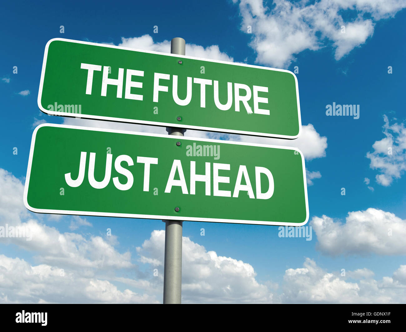 A road sign with future words on sky background Stock Photo - Alamy