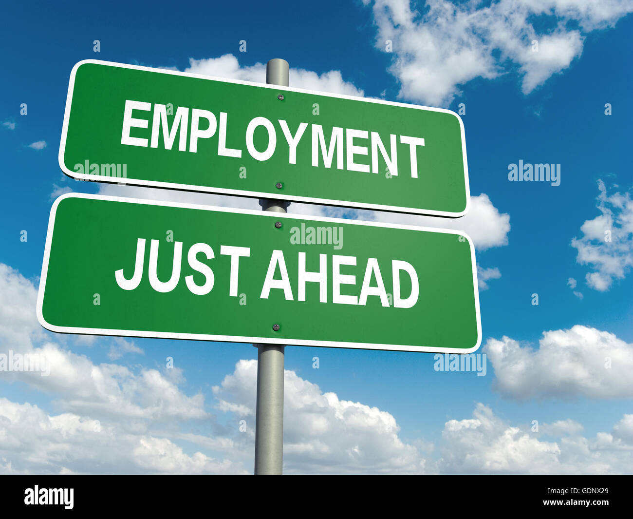 A road sign with employment words on sky background Stock Photo - Alamy