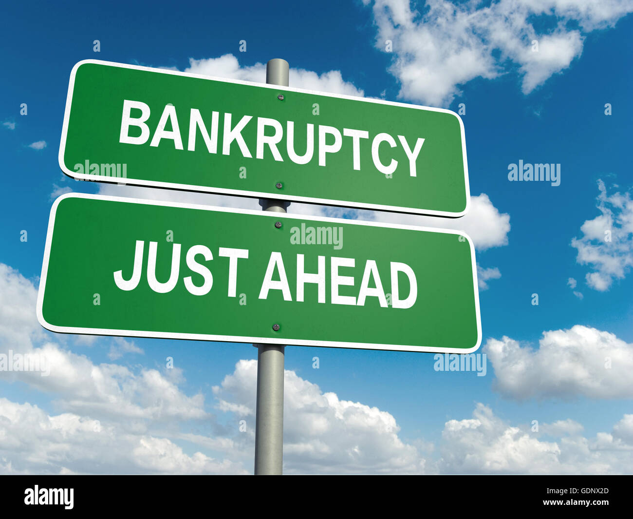 A road sign with bankruptcy words on sky background Stock Photo - Alamy