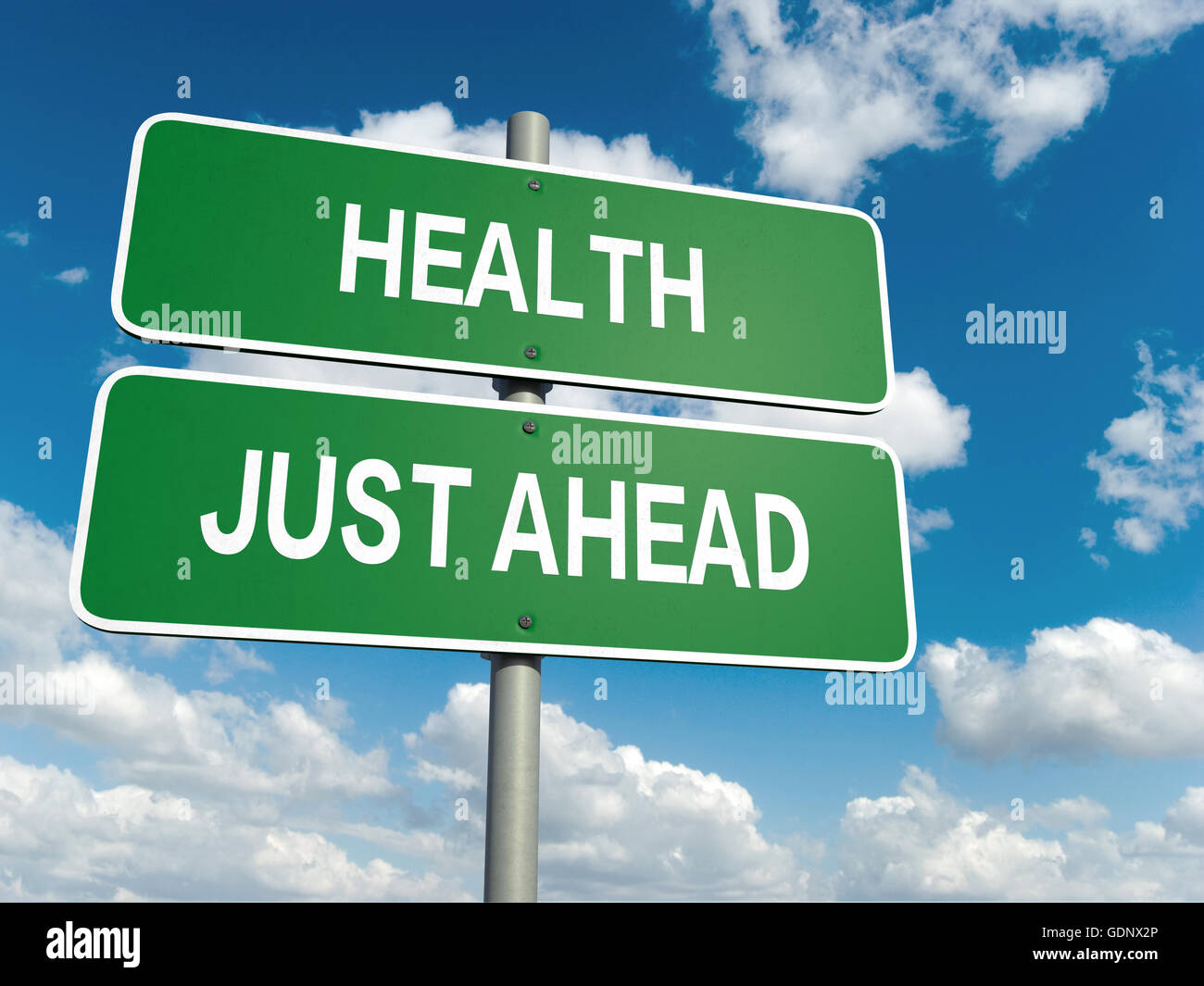 A road sign with health words on sky background Stock Photo - Alamy