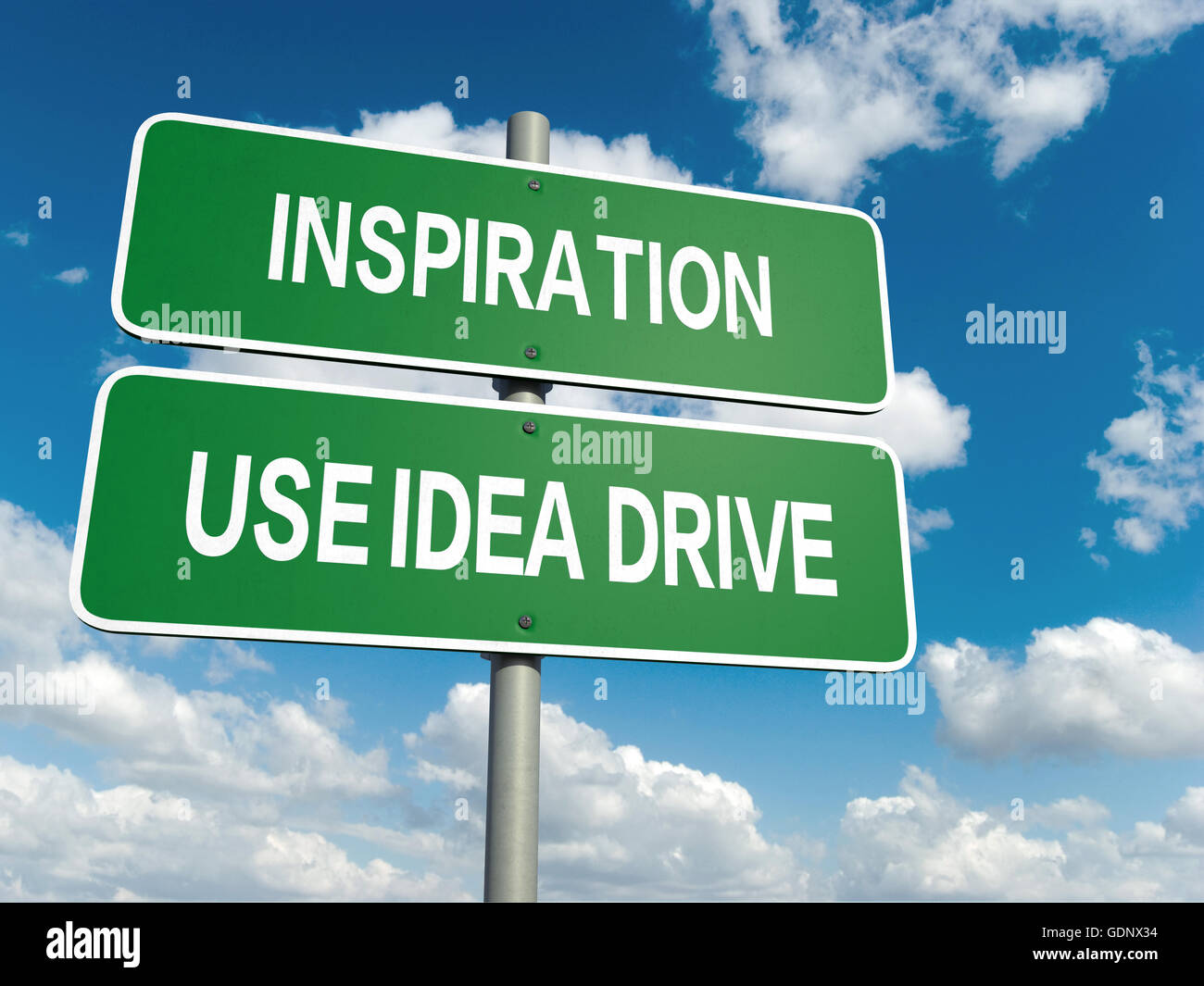 A road sign with inspiration words on sky background Stock Photo - Alamy