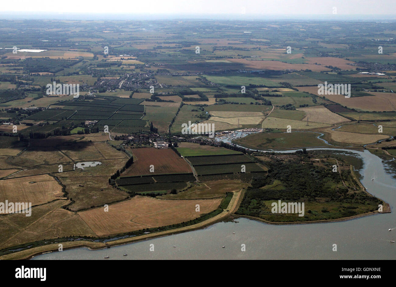 Aerial Conyer Creek Kent Stock Photo - Alamy