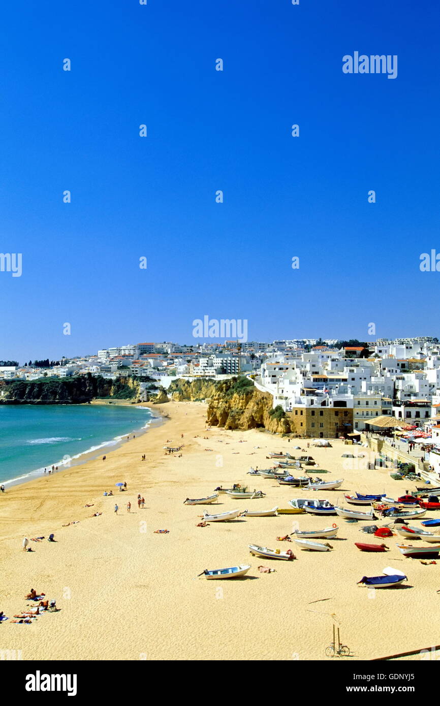 geography / travel, Portugal, Albufeira, city view with beach ...