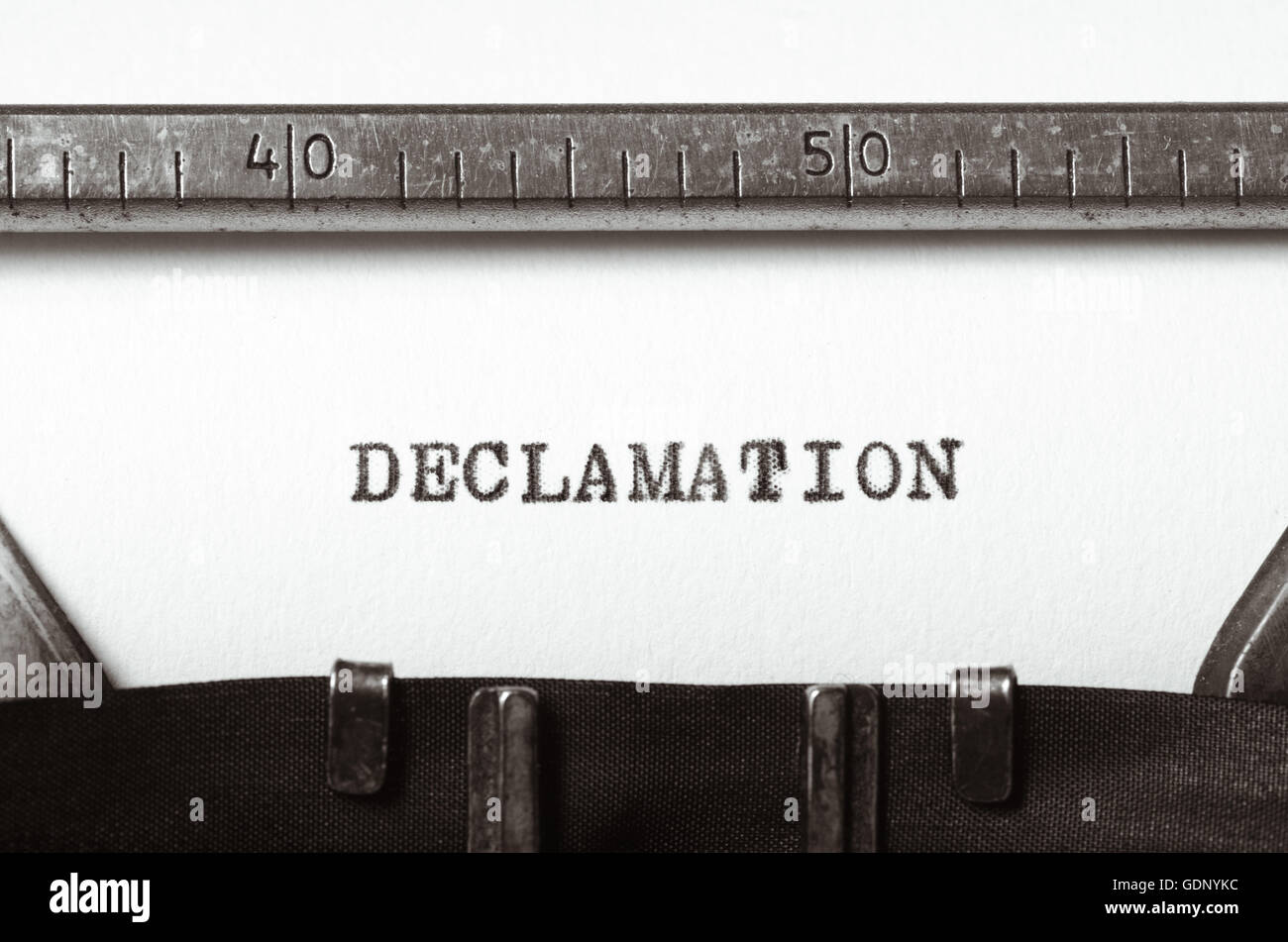 word declamation typed on old typewriter Stock Photo - Alamy