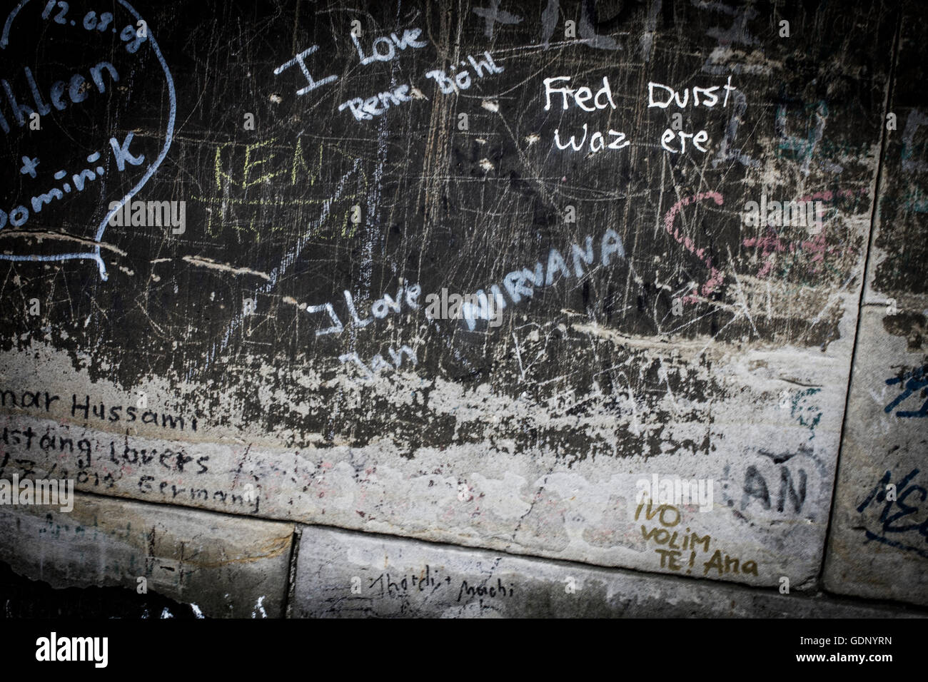 Messages written on the stone of Cologne Cathedral in Cologne, Germany ...