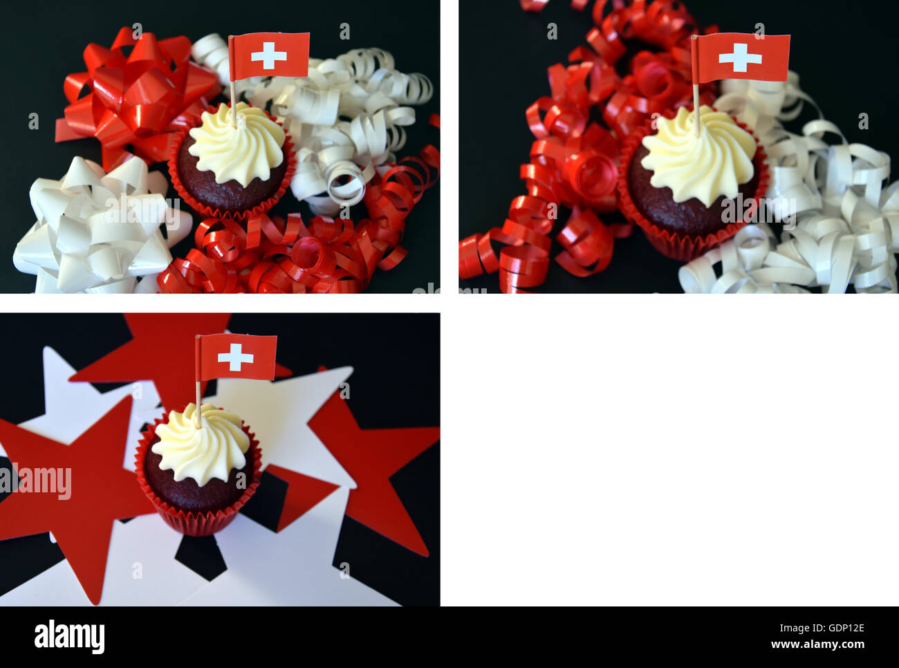 Swiss National Day cupcake with red and white cross swiss flag ...