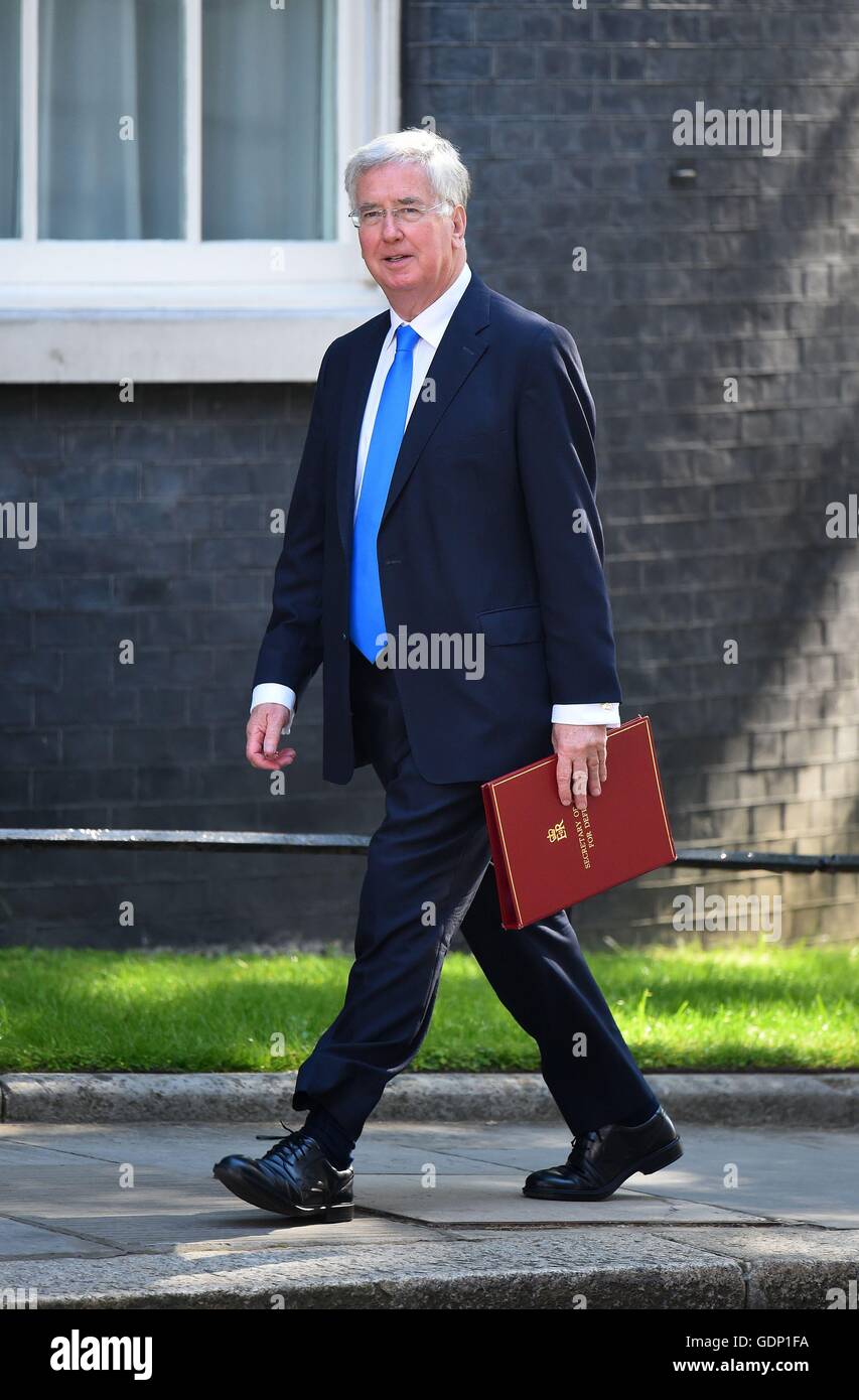 Defence Secretary Michael Fallon arrives in Downing Street, London, for ...