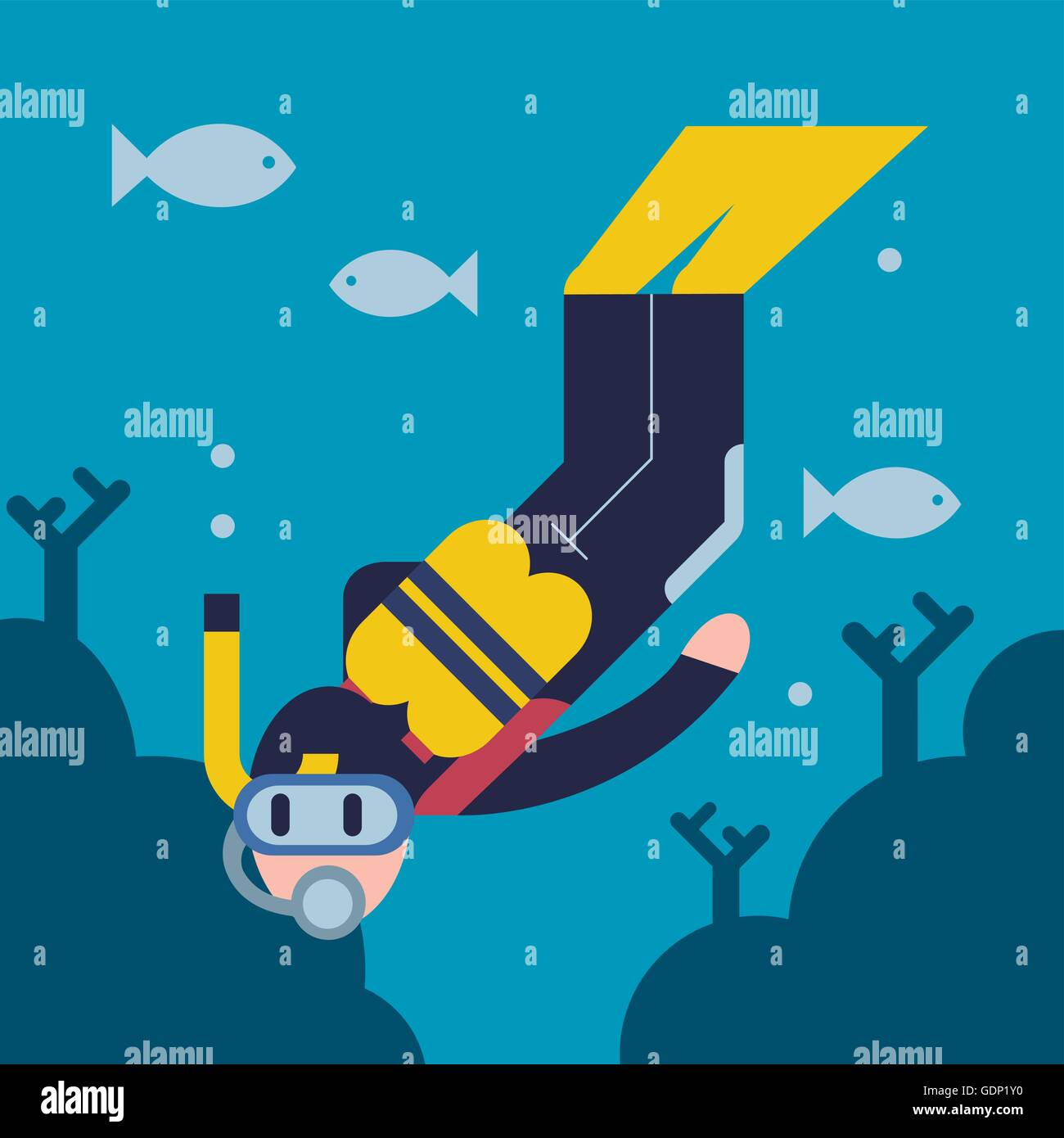 Cartoon man scuba diving Stock Vector Images - Alamy