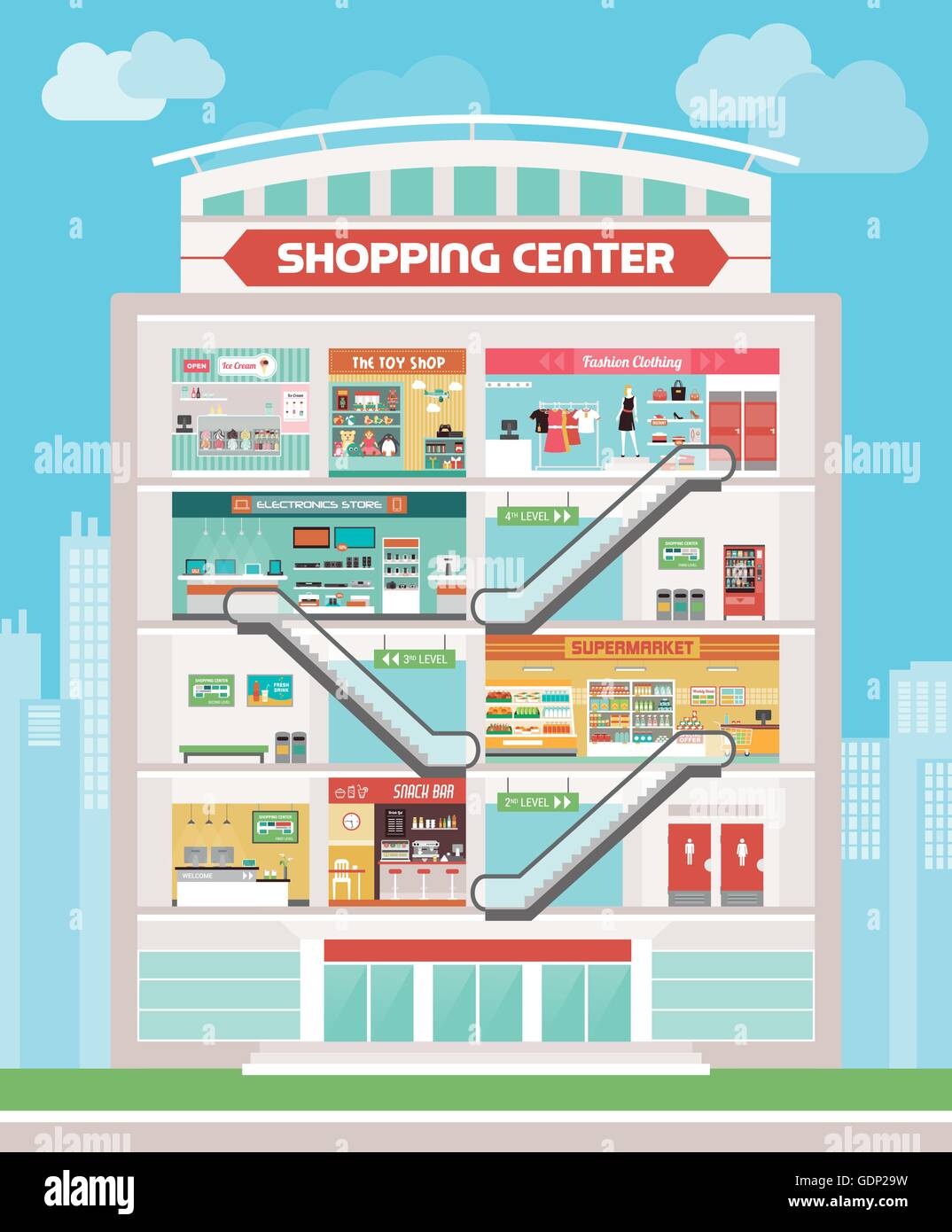 Shopping Center Building Clipart