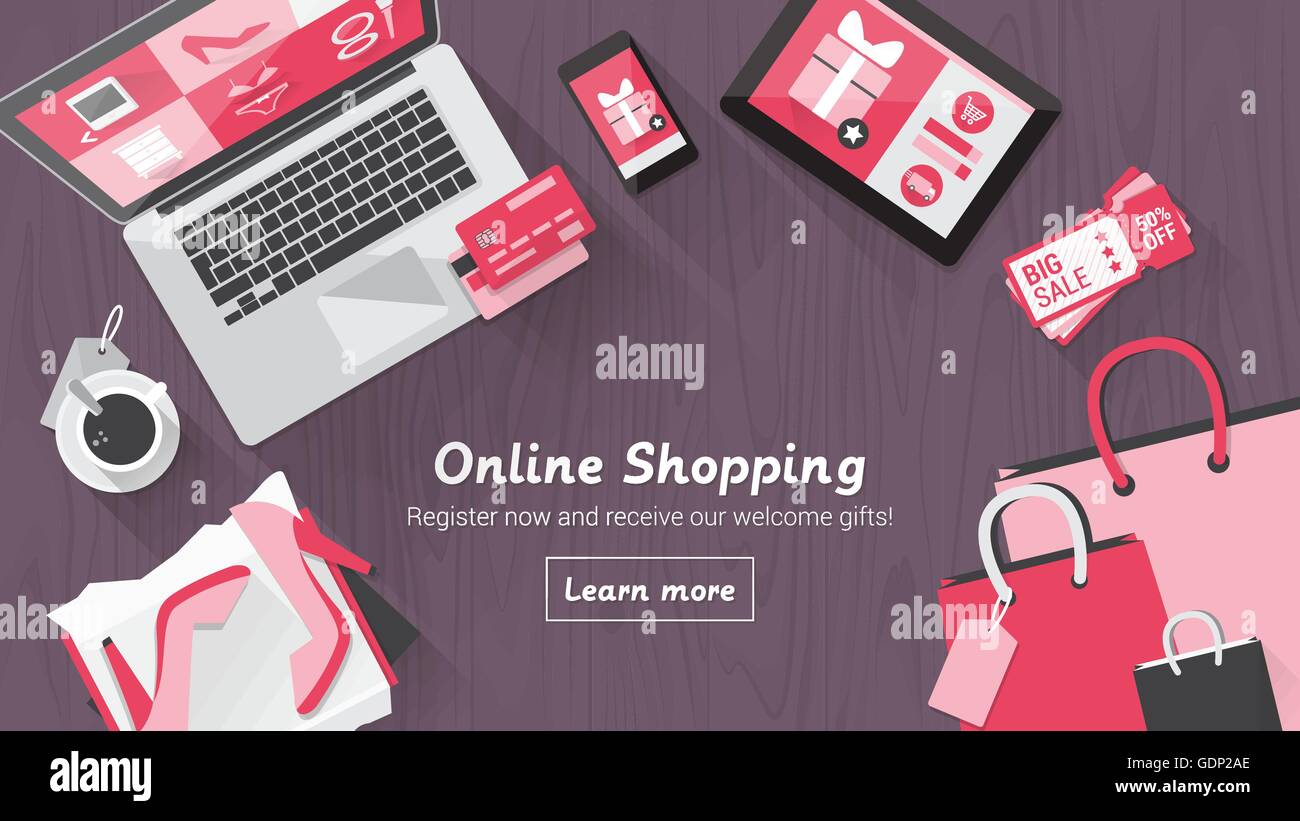 Shopping bags top view Stock Vector Images - Alamy
