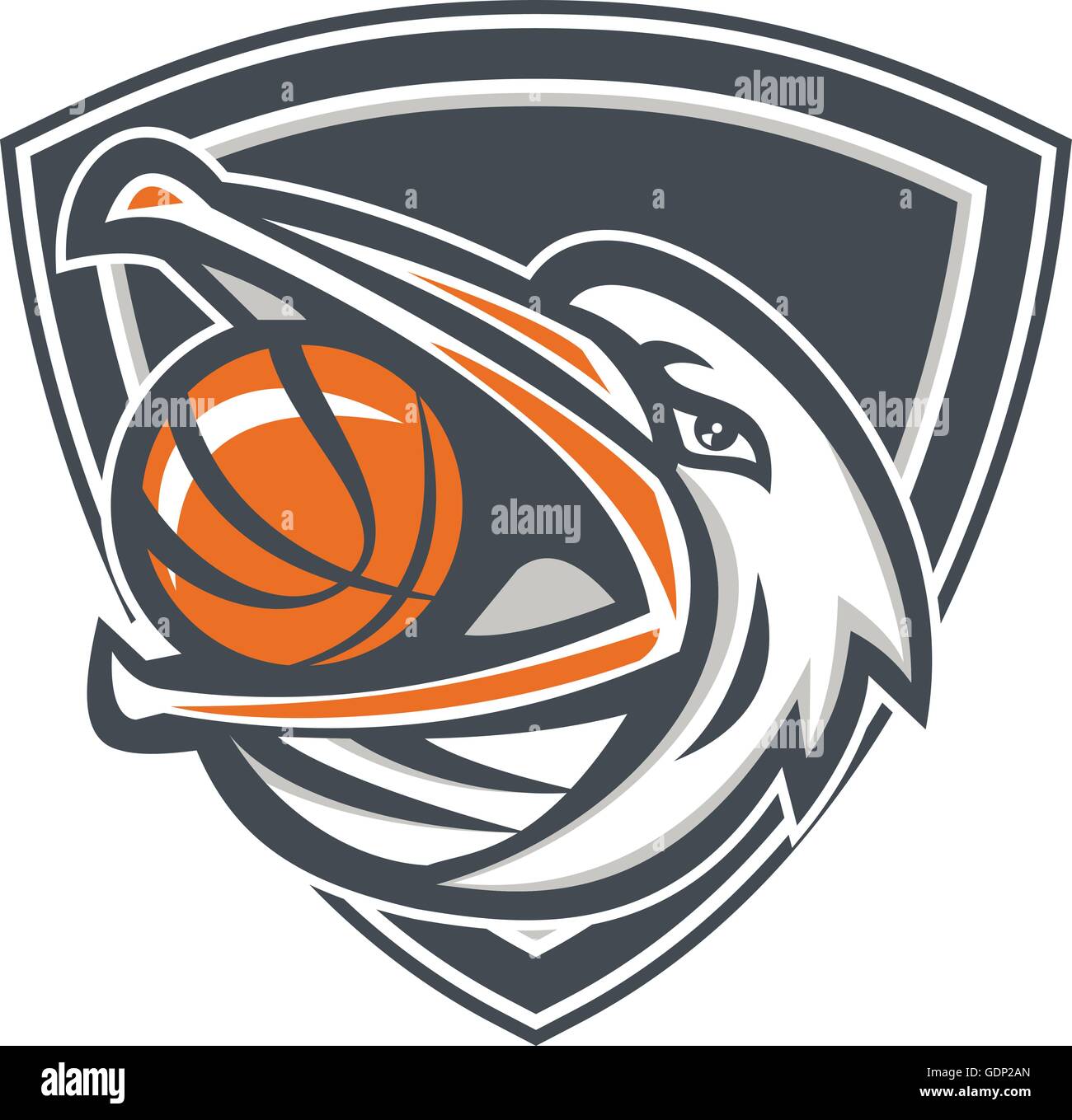 Illustration of a head of a pelican bird with basketball in mouth ...