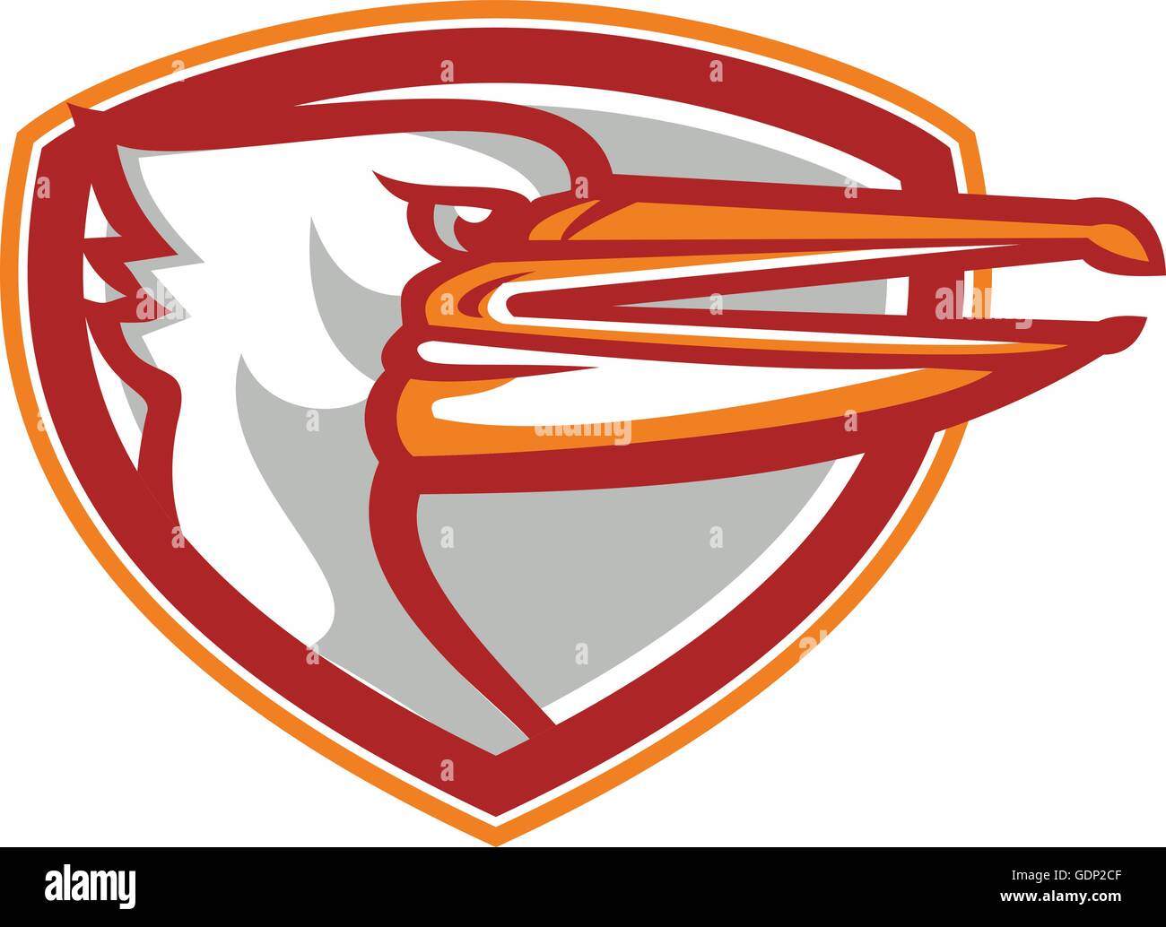 Illustration of a head of an angry pelican viewed from the side set ...