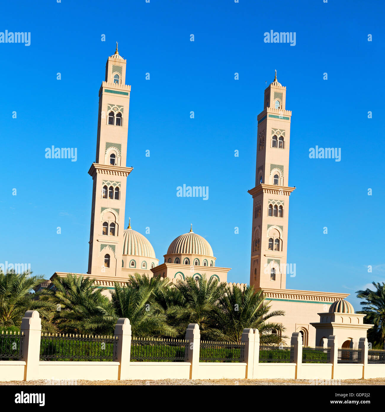 minaret and religion in clear sky in oman muscat the old mosque Stock ...