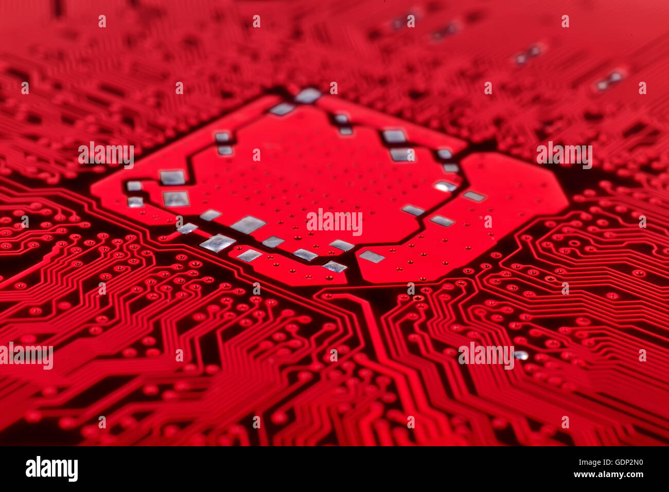 Electronic red circuit board, close up Stock Photo - Alamy