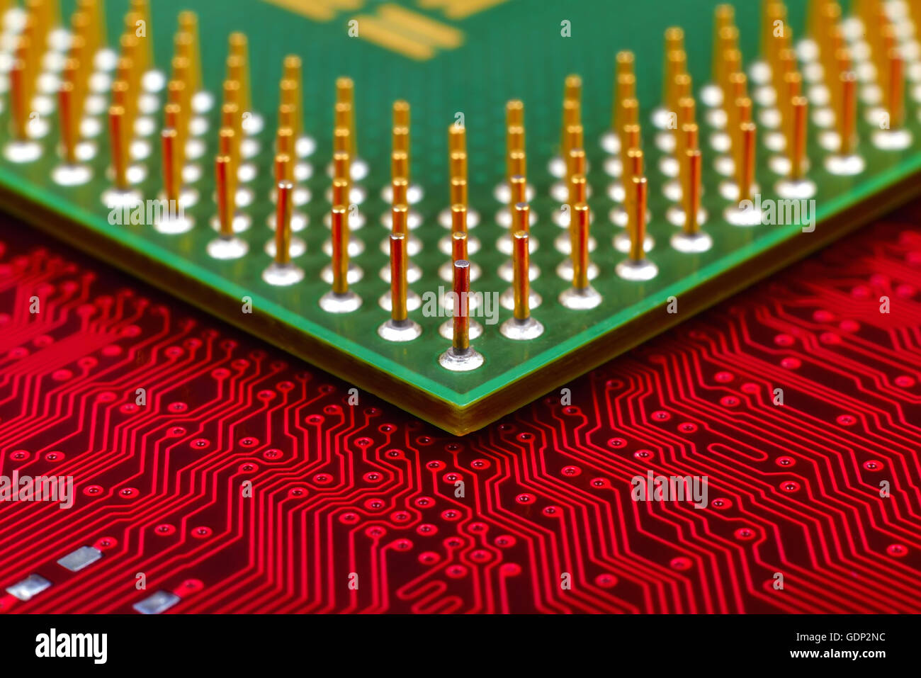 computer cpu chip on mainboard, extra close up Stock Photo - Alamy
