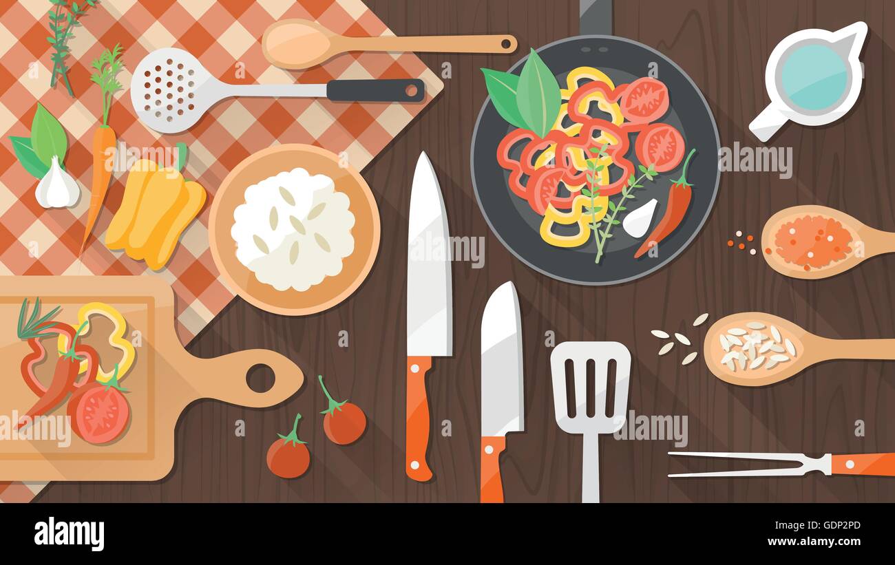 Spices top view Stock Vector Images - Alamy