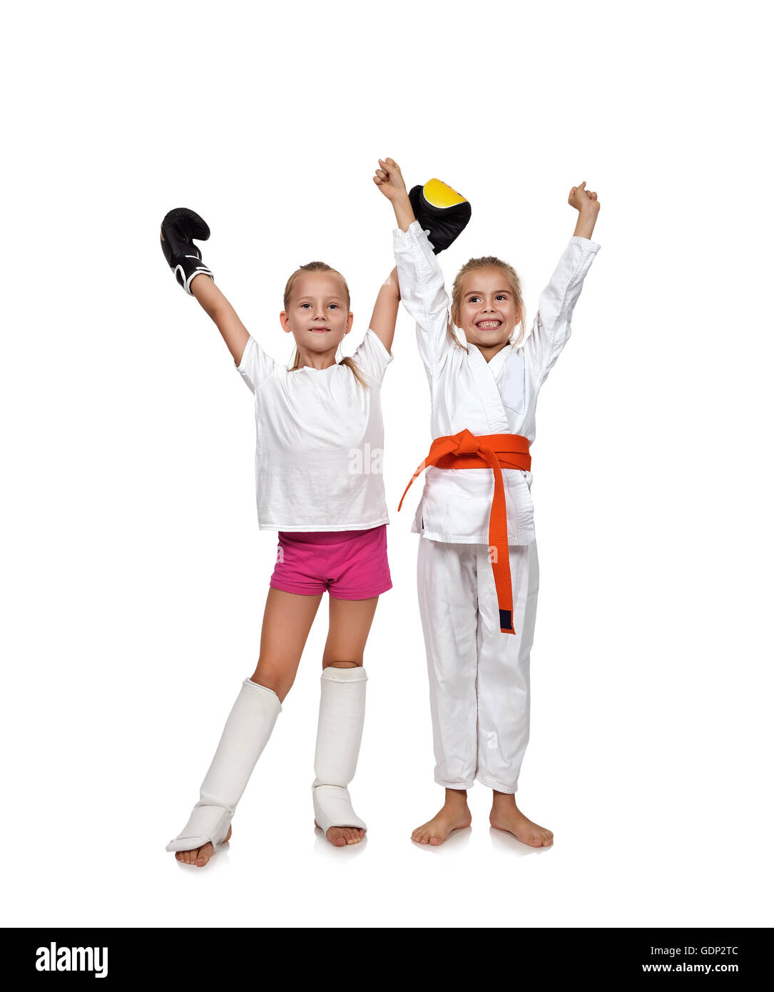 two happy karate and muay thai boxing kid Stock Photo - Alamy