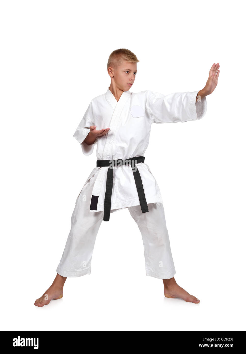 young karate boy isolated on white background Stock Photo - Alamy