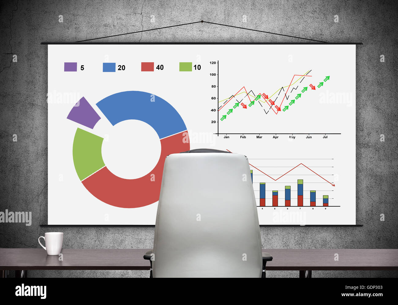 conference room in modern office and poster with stock chart Stock ...