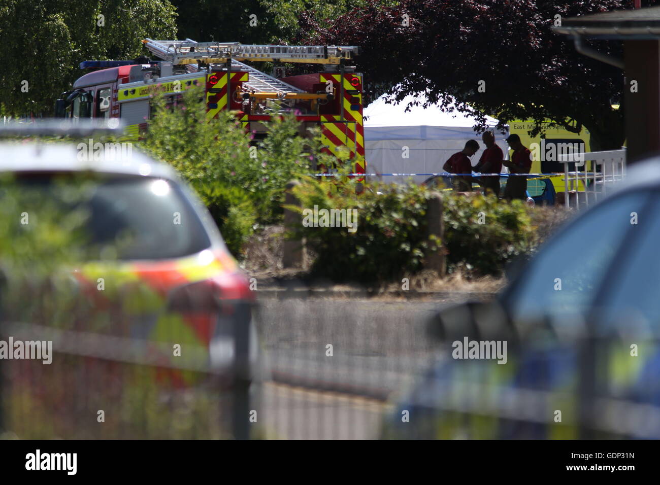 Emergency services at the scene near Castle Swimming Pool in Spalding ...