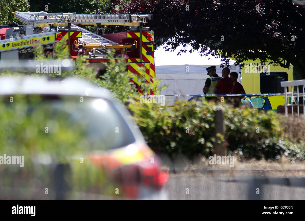 Emergency services at the scene near Castle Swimming Pool in Spalding ...