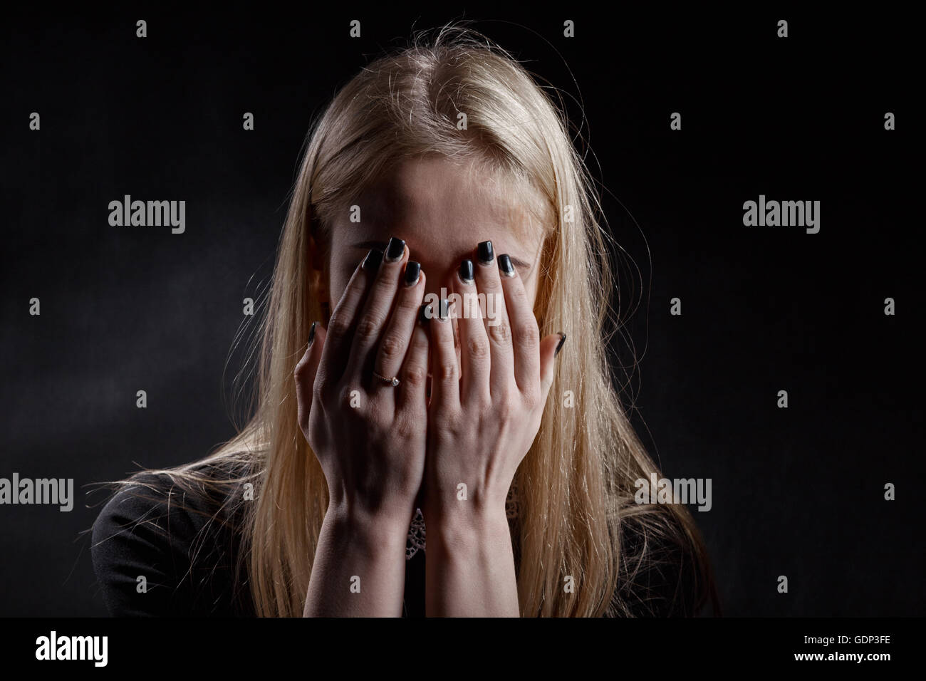 Woman Depression Head Hands Crying High Resolution Stock Photography ...