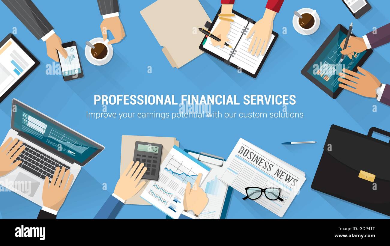 Hands tablet on desk Stock Vector Images - Alamy