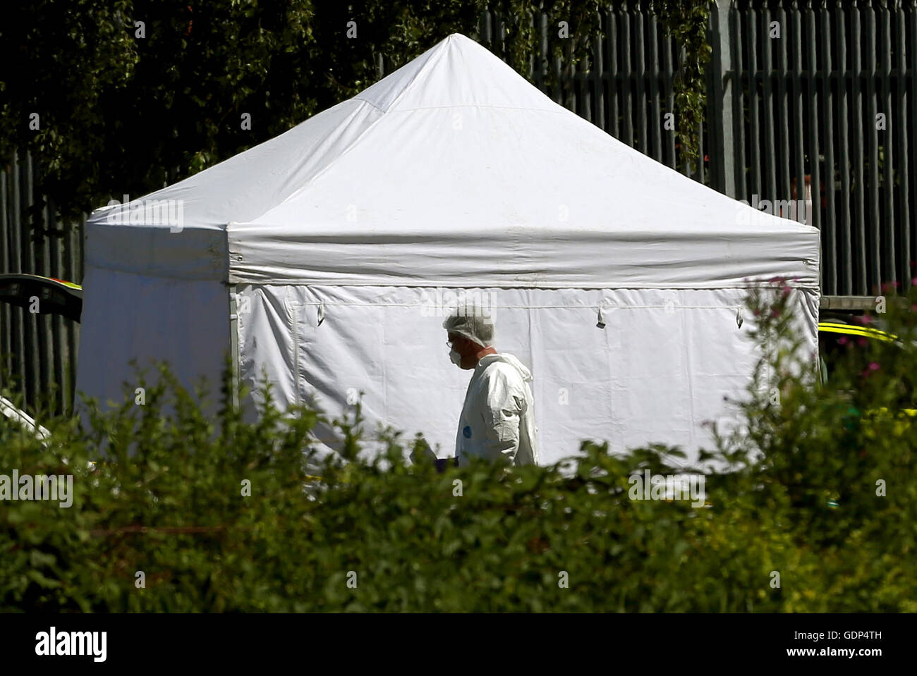 A scenes of crime officer at the scene near Castle Swimming Pool in ...