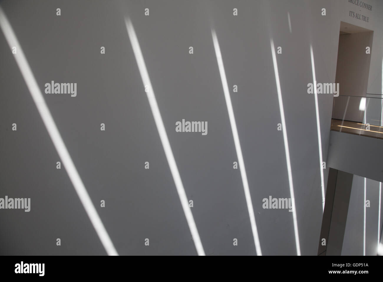 Museum Of Modern Art, MoMA, New York City. Shafts of light on a wall at ...