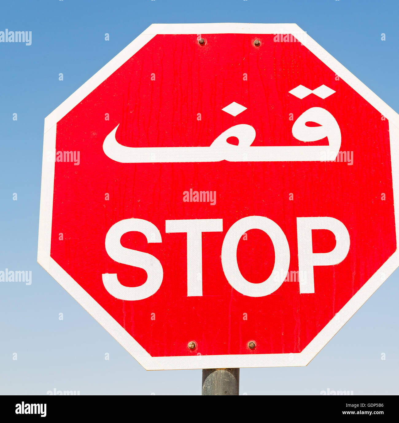 the stop signal write arabian in oman emirates Stock Photo - Alamy