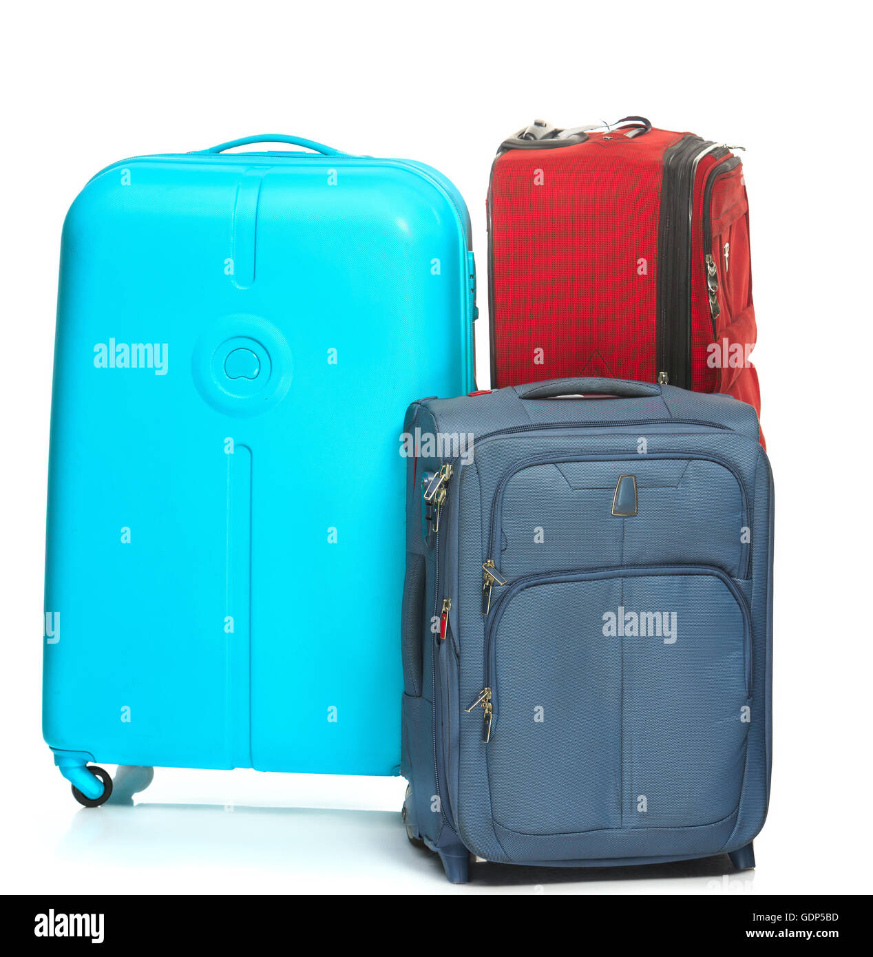 The modern suitcases on white background Stock Photo - Alamy