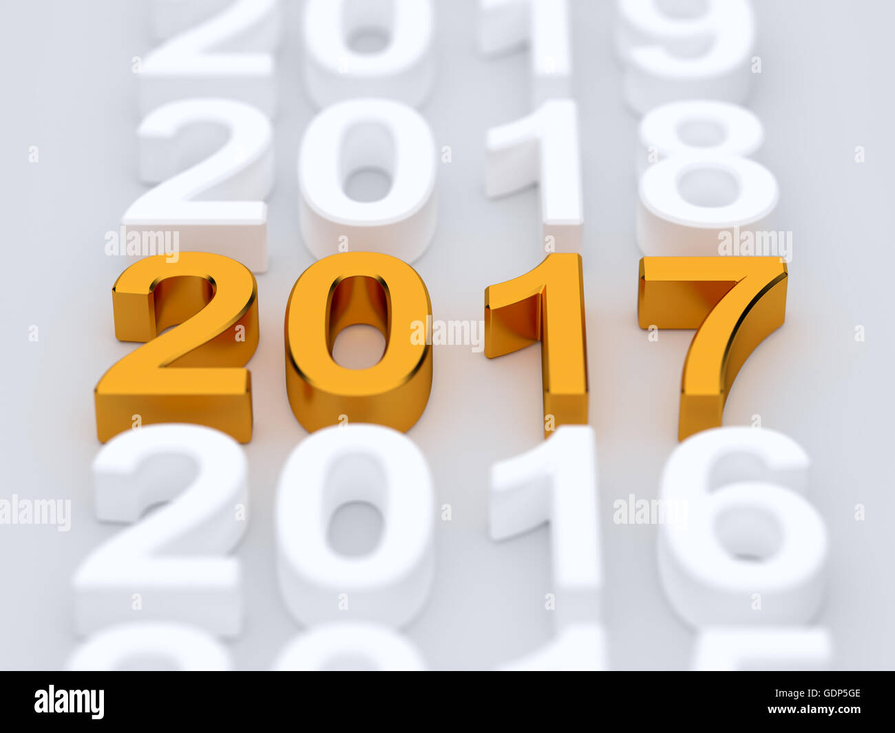 3d illustration of golden 2017 year sign. Soft focus Stock Photo - Alamy