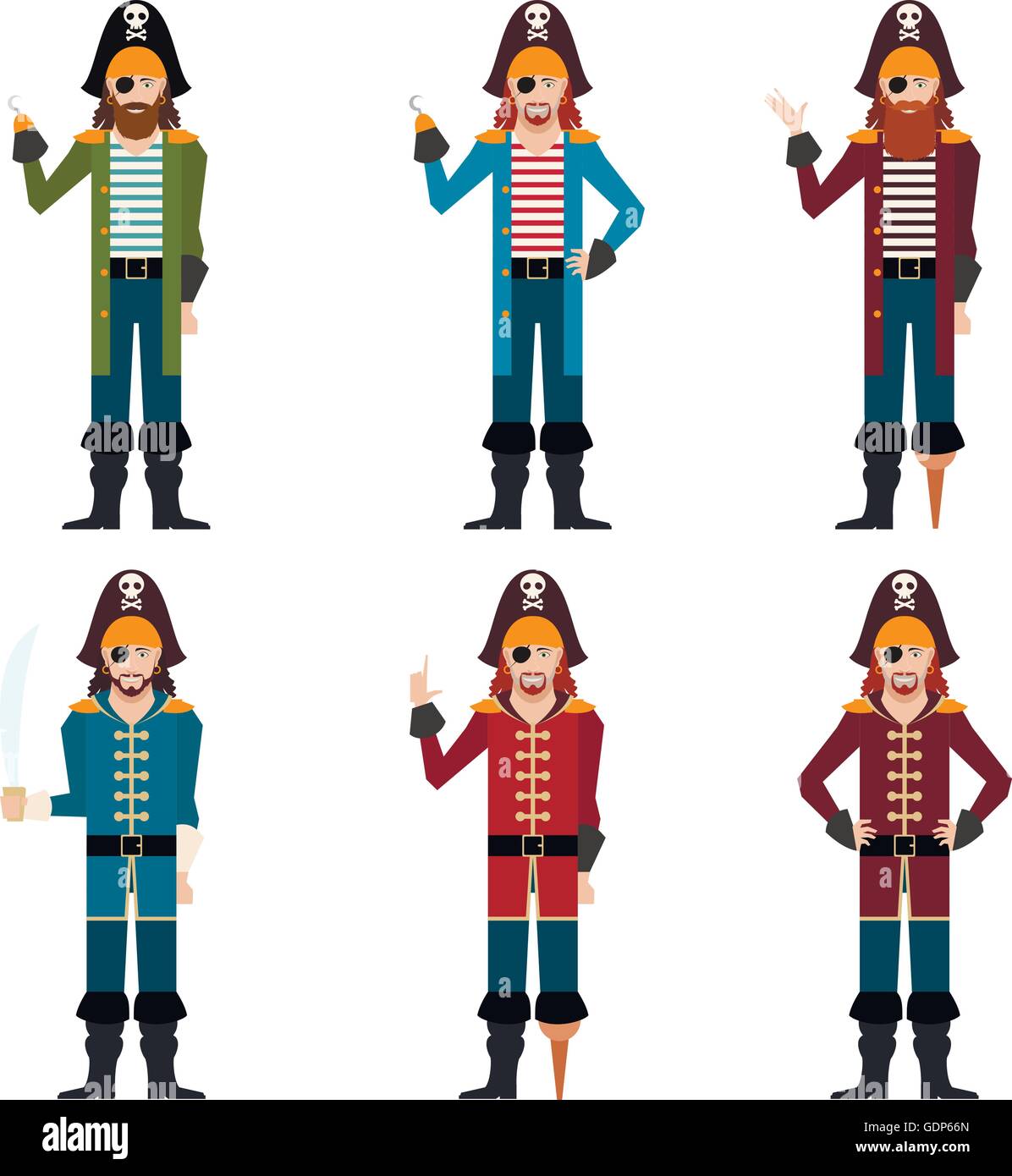 Set of flat pirate icons Stock Vector Image & Art - Alamy