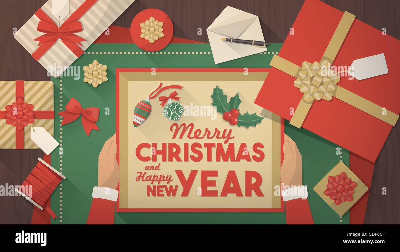 Happy merry christmas balls gift Stock Vector Images - Alamy